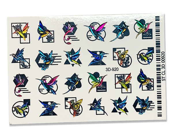 Anna Tkacheva, 3D Crystal водные наклейки для ногтей Колибри и Геометрия, 3D-920-CL - купить с ...