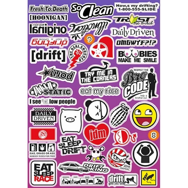 Комплект МОТО наклеек виниловые "Sticker-boom JDM №8", размер листа 25* ...