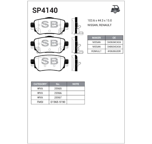 Колодки тормозные Sangsin Brake SP4140 Передние - купить по низким ...