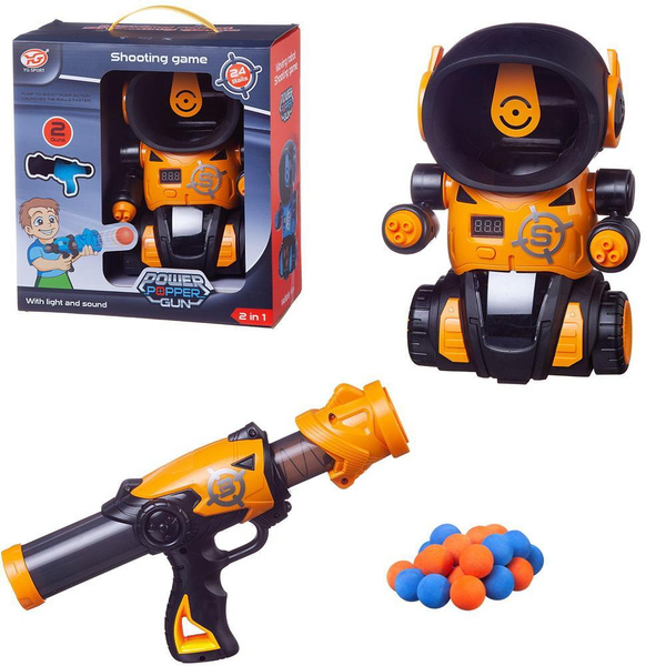 Игра интерактивная Junfa "Попади в робота" с 2 бластерами и 24 мягкими шариками, со световыми и ...