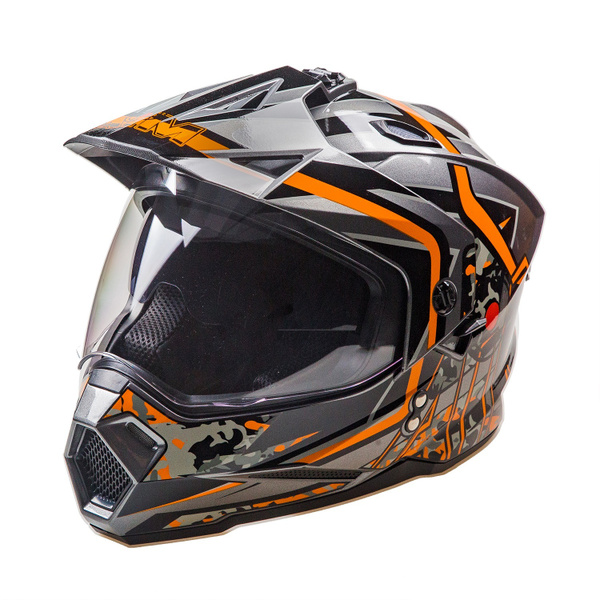 Мотошлем туристический эндуро мотард AiM JK802S Orange/Grey/Black, M ...