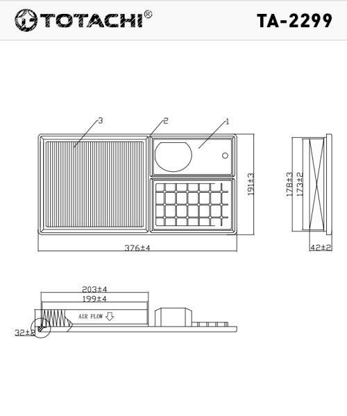 Фильтр воздушный TOTACHI TOTACHI TA-2428 OEM 036 129 620 H MANN C3880 ...