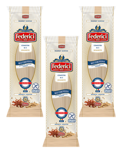 Макаронные изделия Federici Спагетти Без Глютена из Бурого Риса с Амарантом и Киноа 250 гр.- 3 ...