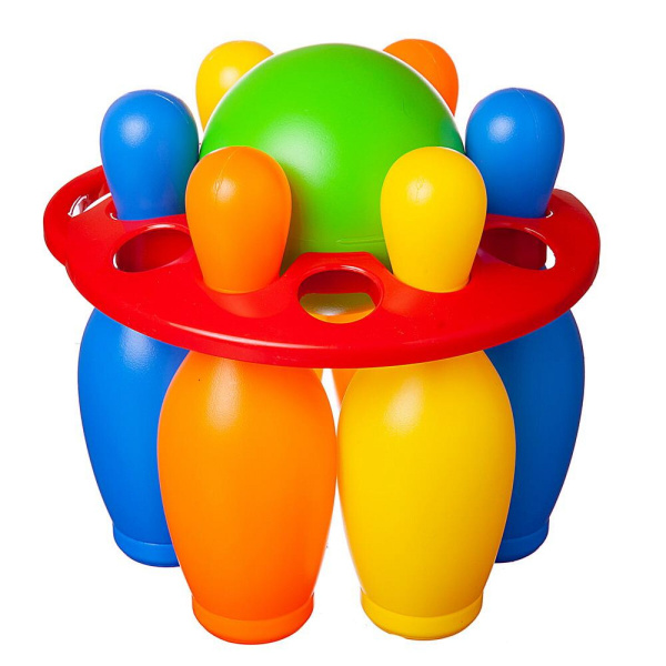 Игровой набор Junfa Боулинг с шаром и 6 кеглями в держателе - купить с доставкой по выгодным ...