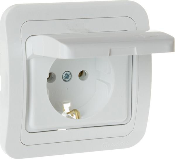 Розетка Makel Mimoza с заземлением с крышкой белая - купить по низкой цене в интернет-магазине ...