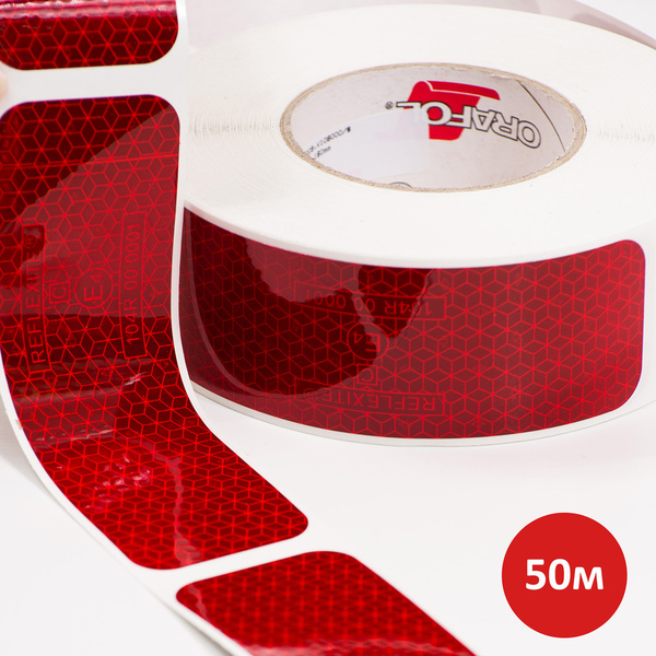 Лента светоотражающая самоклеющаяся Orafol Oralite VC 104+ Красная для цистерн рулон 50 метров ...