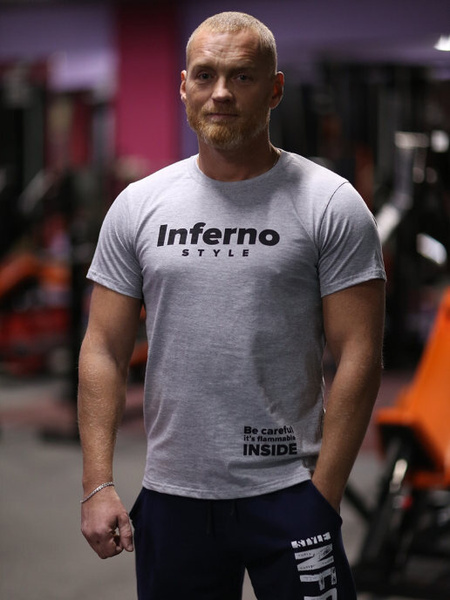 Футболка INFERNO Style, размер 48, цвет серый, Хлопок 100% - купить по ...