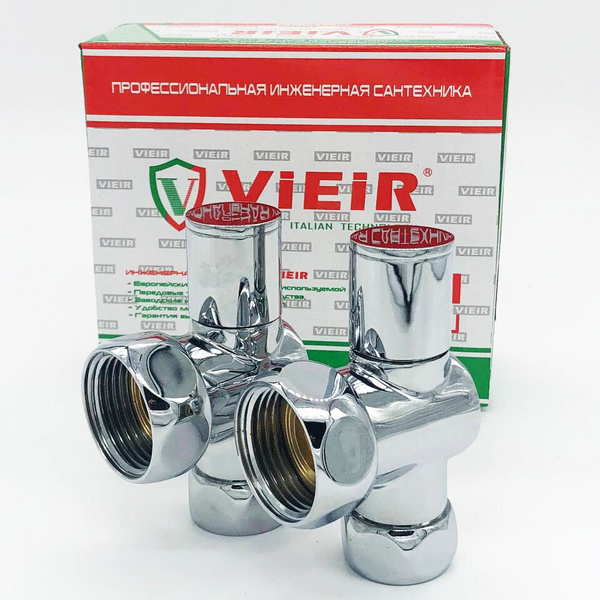 Угловой кран для полотенцесушителя хромированный VIEIR 3/4" х 1" (гайка ...