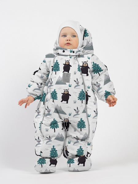 Комбинезон утепленный Мальчики Malek Baby, размер 80, рост 80 белый ...