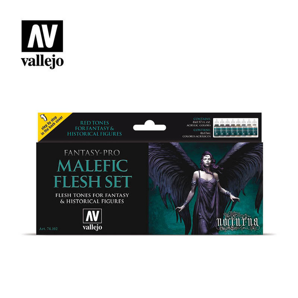 Краски акриловые для моделирования Vallejo серии Fantasy Pro - Malefic Flesh Set 74102 (8 красок ...