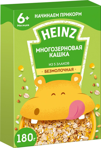 Каша Heinz безмолочная многозерновая из 5 злаков C 6 месяцев 180 г