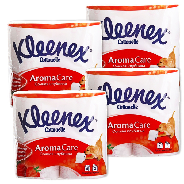 Kleenex Бумага туалетная Сочная Клубника Клинекс 3 слоя трехслойная 16 ...