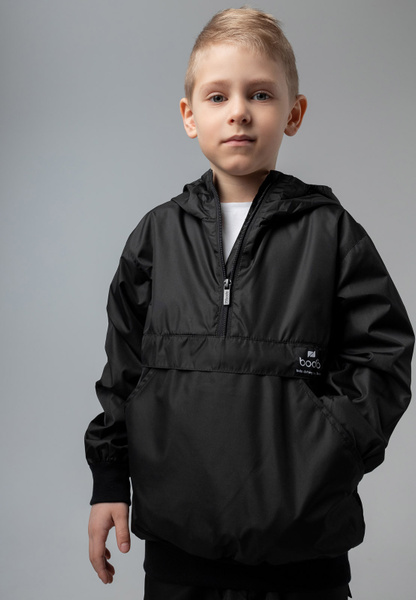 Ветровка Мальчики, Девочки BODO Капюшон, Манжеты черный капюшон Дюспо, размер 116, 122 Длинный ...