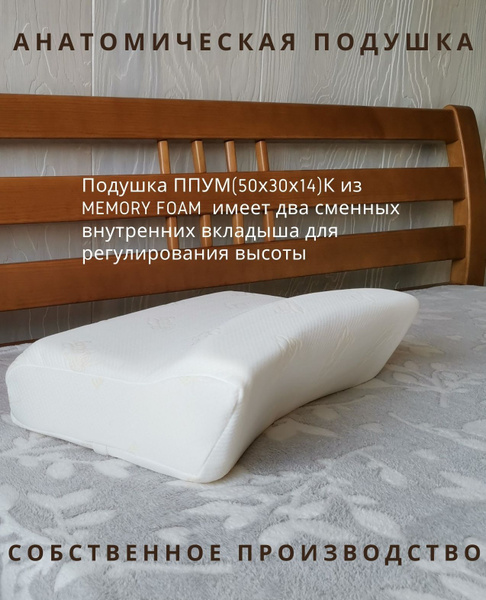 Анатомическая подушка 30x50 см, Familytex ППУМ(50х30х14)К - купить по ...