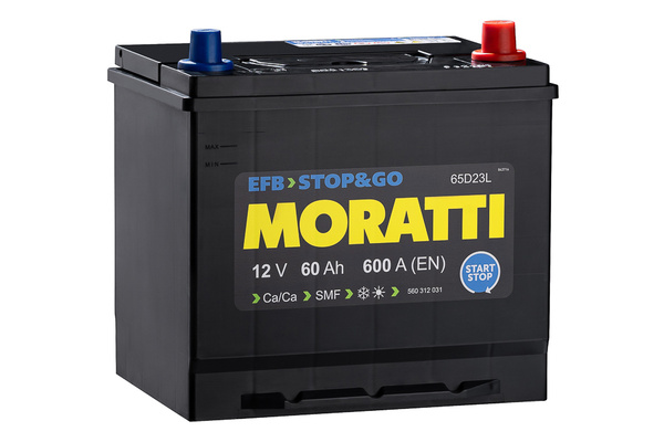 Аккумулятор автомобильный MORATTI EFB 60 а/ч (0) (JIS) D23 (арт ...