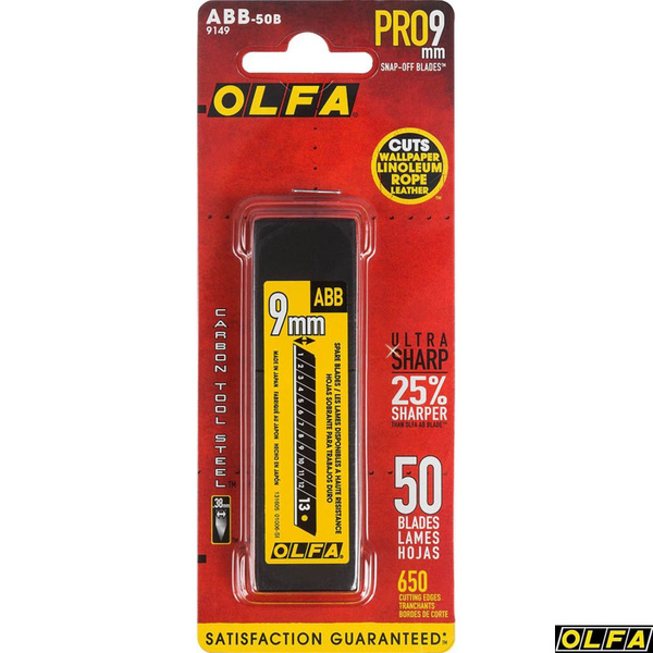 Лезвие сегментированное для ножей OLFA 9 х 80 х 0.38 мм, BLACK MAX OL-ABB-50B - купить с ...