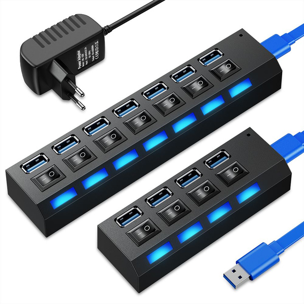 Usb разветвитель Usb Hub 3 0 Usb хаб 3 0 переходник Usb 7 портов с блоком питания с 7