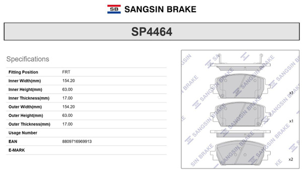 Колодки тормозные Sangsin Brake SP4464 - купить по низким ценам в ...