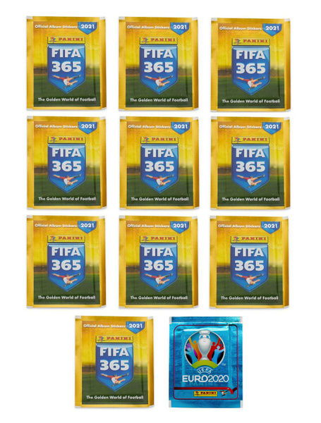 Panini / 10 пакетиков наклеек FIFA 365-2021 + 1 пакетик наклеек UEFA ...