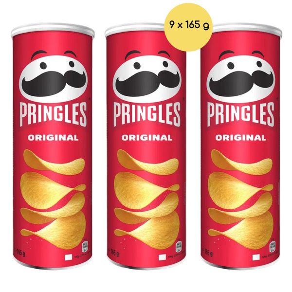 Чипсы Pringles ОРИГИНАЛЬНЫЕ 9 банок по 165 грамм. Картофельные снеки Принглс (чипсы) для дружной ...