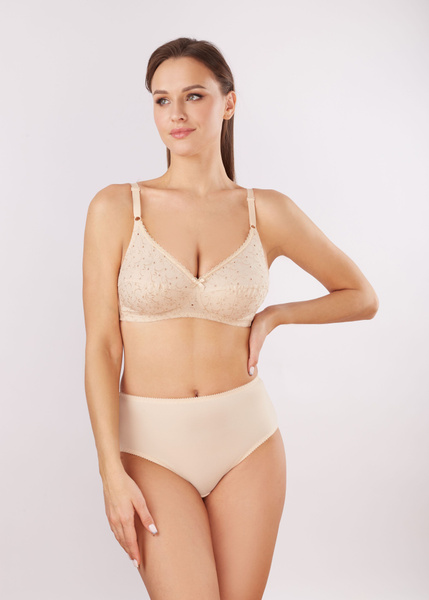Бюстгальтер Женский Aveline мягкая чашка без каркаса, размер 75E бежевый Хлопок Беларусь Крючки ...