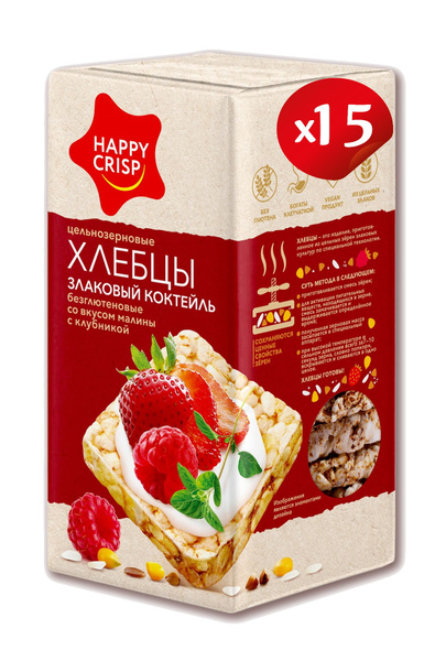 Хлебцы Злаковый Коктейль Безглютеновые со вкусом Малины с Клубникой ...