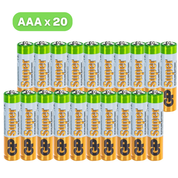 Батарейки щелочные (алкалиновые) GP Super, тип ААA, 1.5V, 20шт ...