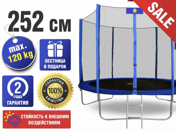 Батут Smile STB-252 с защитной сеткой и лестницей купить на OZON по низкой цене (838831530)