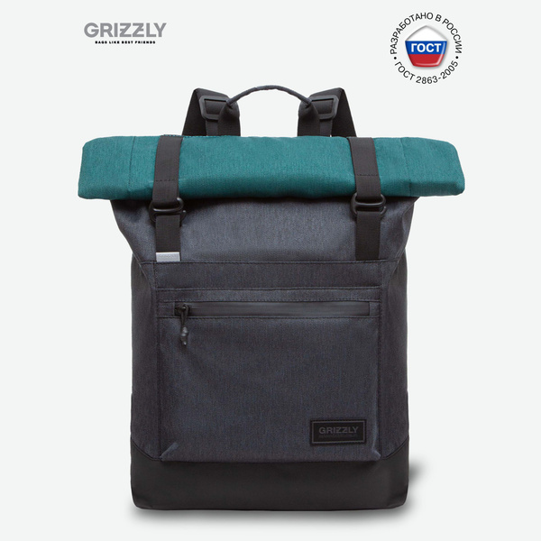 Стильный современный рюкзак Grizzly роллтоп, мужской, RQL-315-1 ...