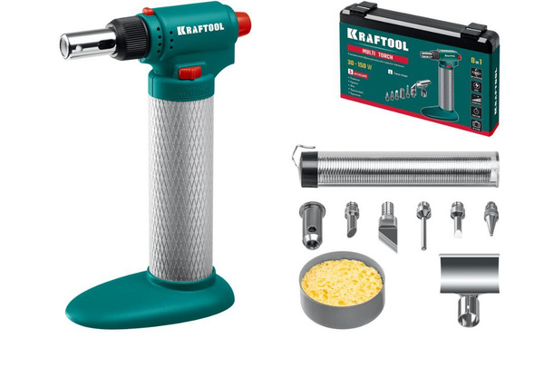 KRAFTOOL Multi torch, 30 - 150 Вт, 1300С, набор 8 в 1: горелка, фен ...