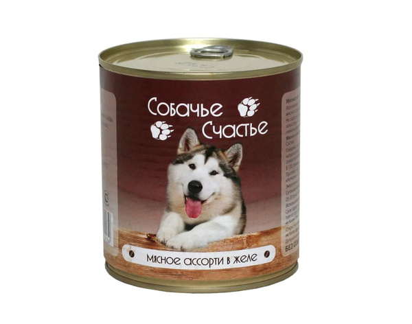 Собачье Счастье Консервы для собак Мясное ассорти в желе,750 г купить ...