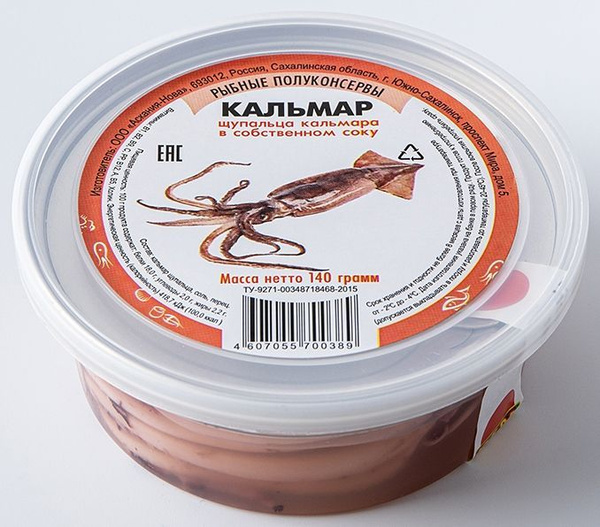 Кальмар щупальца в собственном соку 140 грамм - купить с доставкой по ...