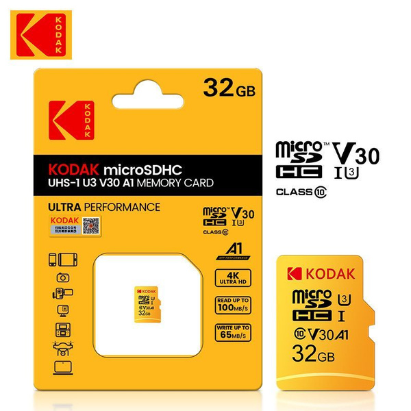 Карта памяти Kodak Micro SD класс 10 UHS-1 U3 V30 A1 32 ГБ 4K - купить с доставкой по выгодным ...
