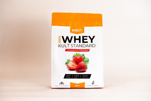 Культлаб Сывороточный протеин Kultlab Whey bag, 900 гр, Клубника со ...