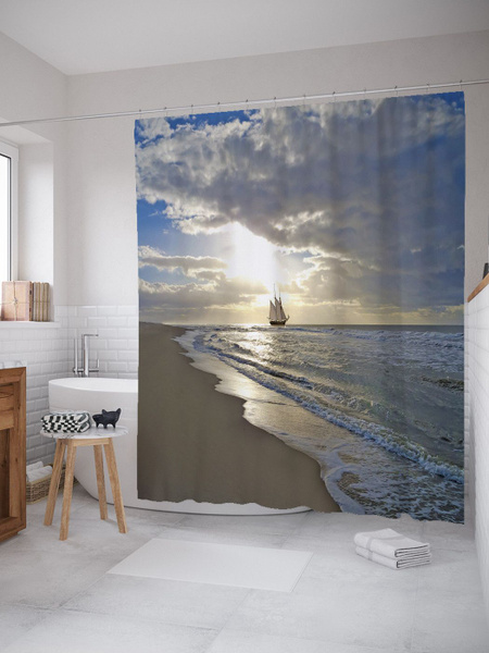 Штора для ванной 200x180 см JoyArty ширма плотные ширина 180 высота 200 ...