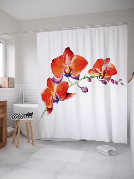 Штора для ванной 200x180 см JoyArty ширма плотные ширина 180 высота 200 для бани санузлов дома ...