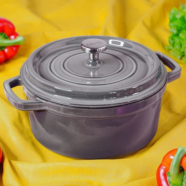 Кастрюля чугунная с крышкой Magia Gusto Taupe, 2,8 л - купить с ...