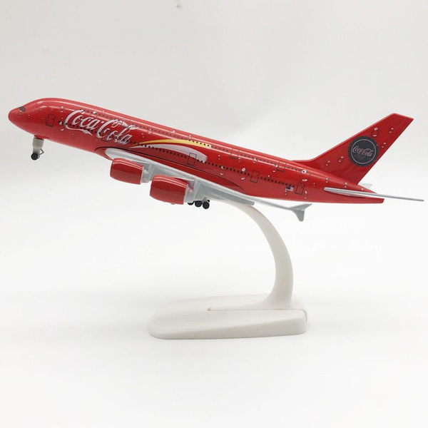Модель самолета металлическая 20 см с шасси кока-кола Coca-Cola A380 ...
