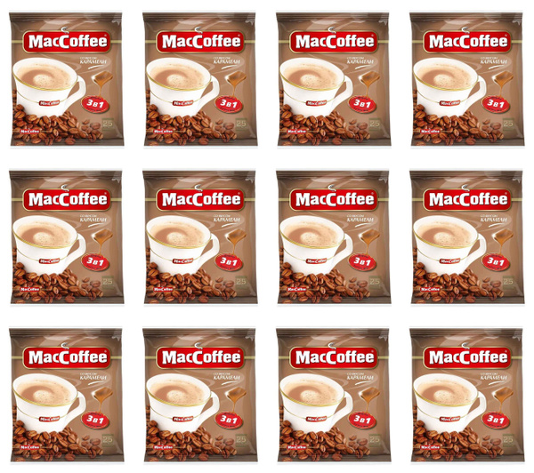 MacCoffee Кофе 3в1, Карамель 25 пакетиков, 12 уп — купить в интернет ...