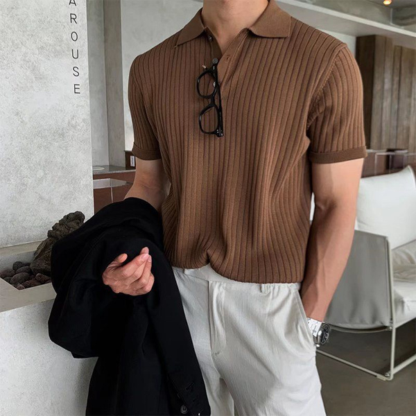 Поло Massimo Dutti, размер 50, цвет коричневый, Полиэфирное волокно 95% ...