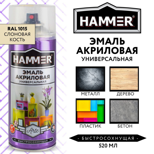 Аэрозольная краска HAMMER хаммер аэро_эко Быстросохнущая, Акриловая ...