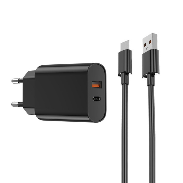 Сетевое зарядное устройство Wiwu Quik 20W+18W PD+QC Fast Charger Wi-U002 black, USB 2.0 Type-A ...