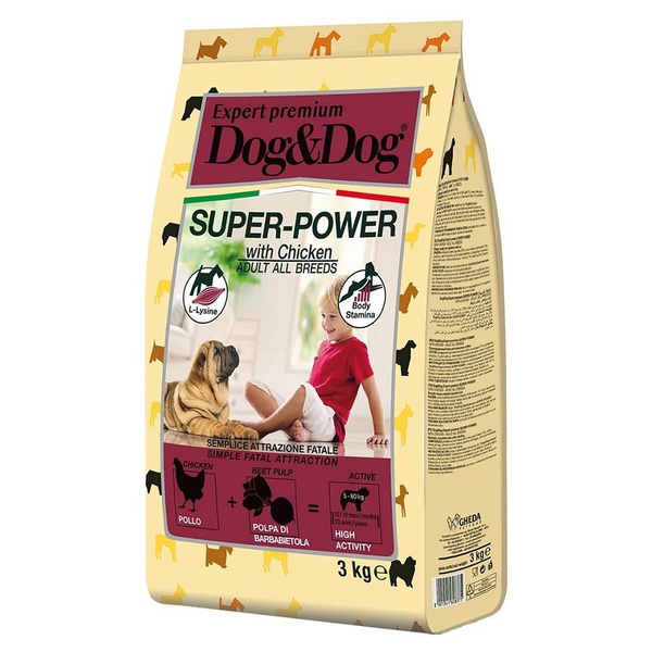 Сухой корм Dog&Dog Premium для взрослых активных собак 3кг курица ...