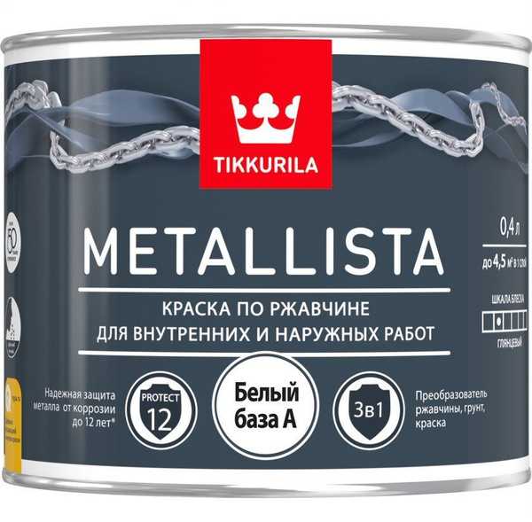 Краска Tikkurila металлиста_эко Быстросохнущая, Гладкая, Глянцевое ...