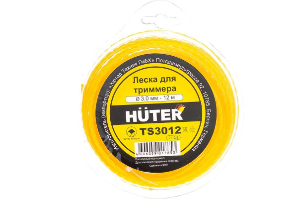 Леска для триммера Леска витой квадрат 3.0 мм, 12 м Huter TS3012 Huter ...