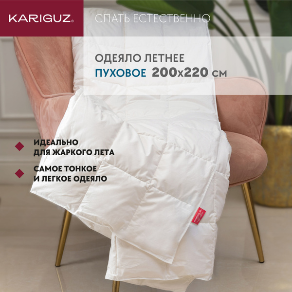 Одеяло Kariguz Чистый пух, 200x220, Летнее, с наполнителем Гусиный пух ...