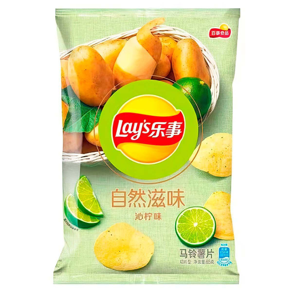 Картофельные чипсы Lay's Natural Lime со вкусом лайма (Китай), 65 г ...
