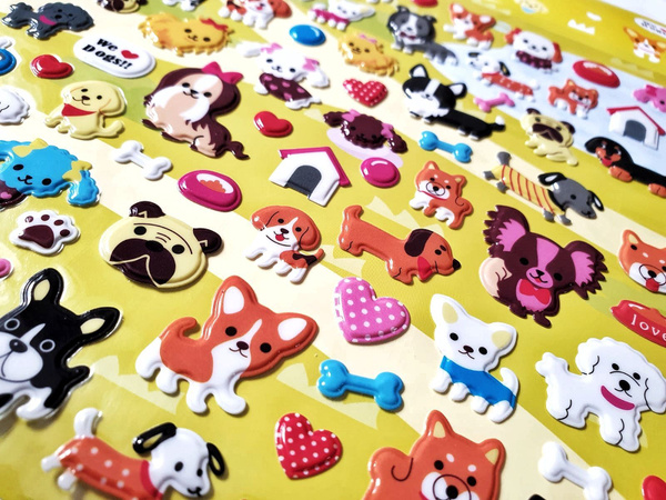 Наклейки домашние животные. Объемные многоразовые стикеры. Наклейки ...