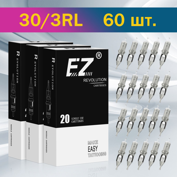 EZ Revolution,60 шт,RL, картриджи для перманентного макияжа и татуажа ...