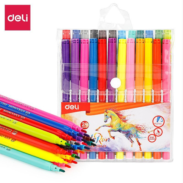 Характеристики Фломастеры 24 цвета, Deli ColoRun, вентилируемый ...